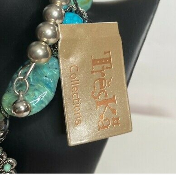 Treska | Jewelry | Treska Collection Turquoise Silvertone Coil Boho ...